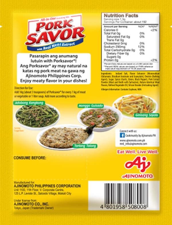 PORKSAVOR® ALL-IN-ONE SEASONING MIX | Ajinomoto Philippines Corporation