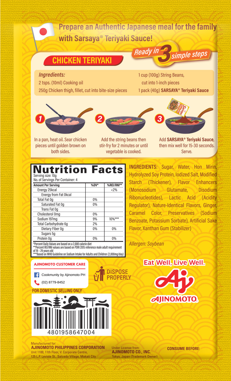 Sarsaya® Teriyaki Sauce – Ajinomoto Philippines Corporation
